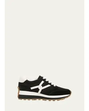 Veronica Beard Veronica Beard Valentina Mixed Leather Retro Sneakers Black