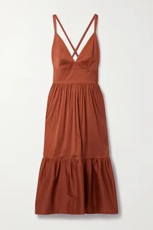 Max Mara Aquila Tiered Cotton-blend Poplin Midi Dress