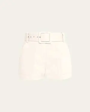 Ramy Brook Kasey Belted Tailored Shorts - Ivory