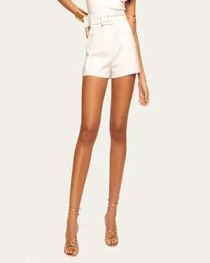 Ramy Brook Kasey Belted Tailored Shorts - Ivory