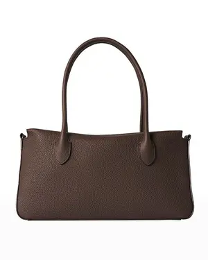 THE ROW Pebbled Leather Top Handle Bag - Espresso