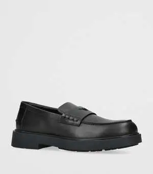Giorgio Armani Leather Logo Loafers