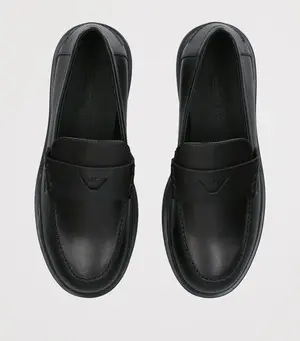 Giorgio Armani Leather Logo Loafers