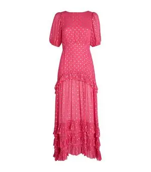 Rixo Polka-dot Shireen Midi Dress