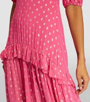 Rixo Polka-dot Shireen Midi Dress