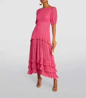 Rixo Polka-dot Shireen Midi Dress