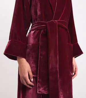 DANIEL HANSON Velvet Silk-lined Robe - Pink