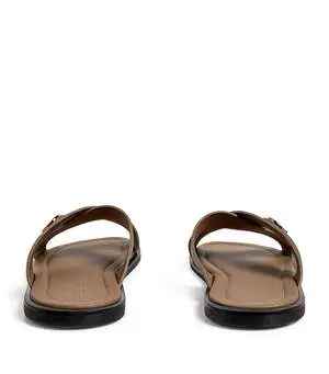 Giorgio Armani Leather Crossover Sandals - Beige | Editorialist