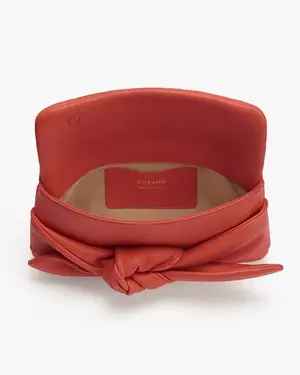 Cuyana Bow Clutch Dark Coral