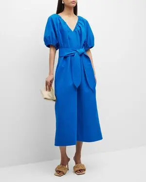Mara Hoffman Alora Puff-sleeve Jacquard Midi Dress - Cobalt