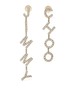 JIMMY CHOO Crystal Logo Earrings