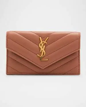 Saint Laurent Cassandre Quilted Leather Fragments Card Holder - Hortensia