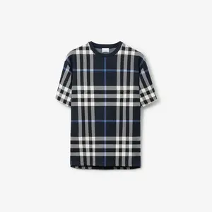 Burberry Check Cotton T-shirt White/dark Blue