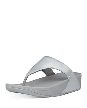 Fitflop Lulu Slip-On Thong Wedge Sandals Silver