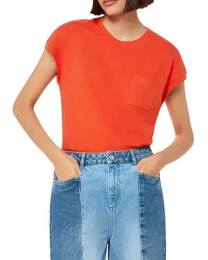 Whistles Ember Linen Mix Pocket Tee - Red