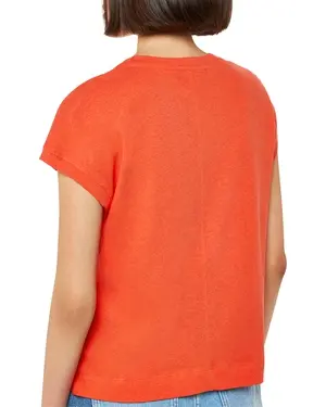 Whistles Ember Linen Mix Pocket Tee - Red