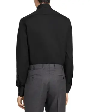 Zegna Trofeo Long Sleeve Tailored Fit Shirt - Black
