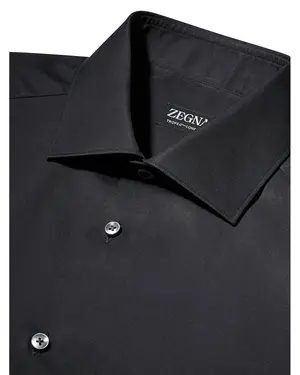 Zegna Trofeo Long Sleeve Tailored Fit Shirt - Black