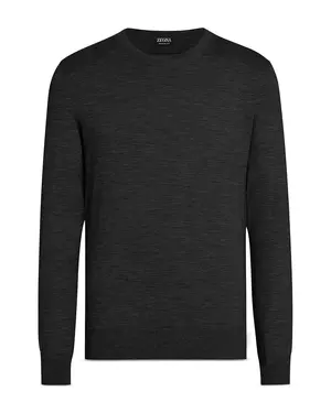 Zegna Cashseta Light Crewneck Sweater - Black