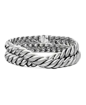 David Yurman Sculpted Cable Double Wrap Bracelet - Silver