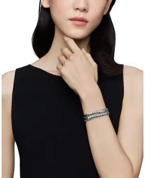 David Yurman Sculpted Cable Double Wrap Bracelet - Silver