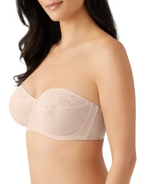 Wacoal Visual Effects Strapless Lace Minimizer Bra - Sand