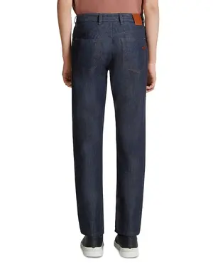 Zegna Slim Fit Cotton & Linen Jeans - Navy