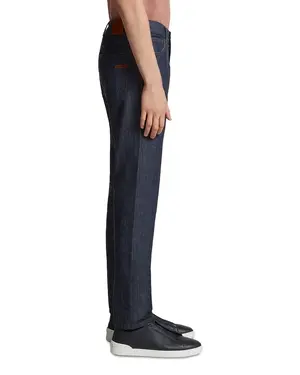 Zegna Slim Fit Cotton & Linen Jeans - Navy