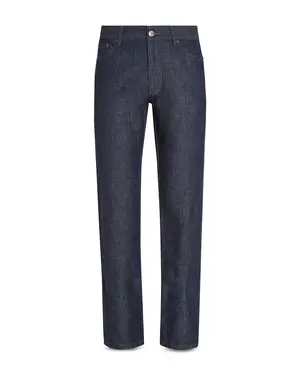 Zegna Slim Fit Cotton & Linen Jeans - Navy