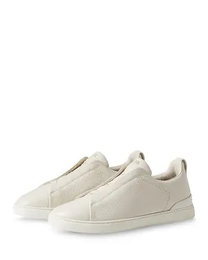 Zegna Deerskin Triple Stitch Sneakers - Off White