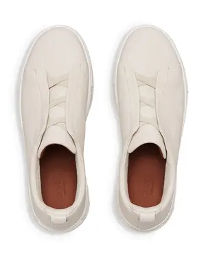 Zegna Deerskin Triple Stitch Sneakers - Off White