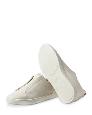 Zegna Deerskin Triple Stitch Sneakers - Off White