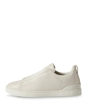 Zegna Deerskin Triple Stitch Sneakers - Off White