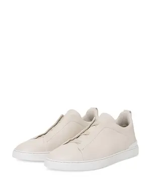 Zegna Deerskin Triple Stitch Sneakers - Off White