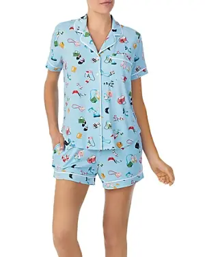 Kate Spade New York Printed Short Pajama Set Blue Multi