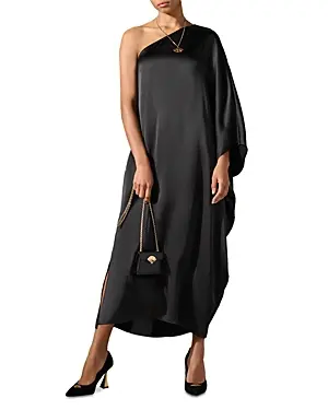 karl lagerfeld satin dress KARL LAGERFELD Paris Women's Sleeveless Halter Neck Satin A-Line Maxi Dress,  Bright Sapphire/Palace Blue Multi, 4 at Amazon Women's Clothing store