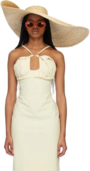 Jacquemus JACQUEMUS Beige Le Raphia 'Le Chapeau Bomba' Beach Hat - 150 Beige