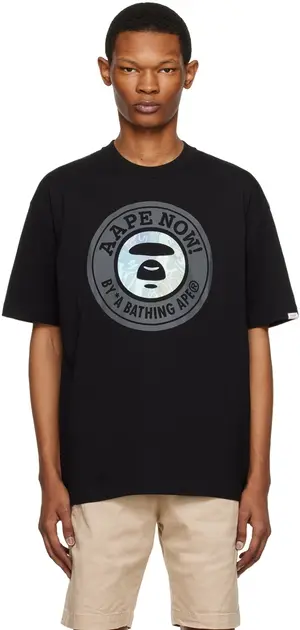 A BATHING APE AAPE By A Bathing Ape Black Basic T-Shirt - Bkx