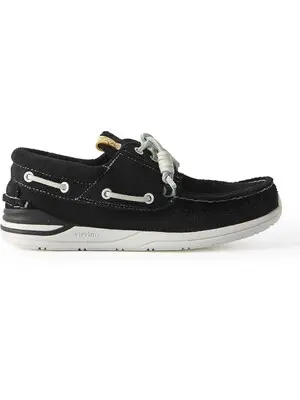 Visvim Hockney-Folk Suede Boat Shoes In Black - 50% Off | Editorialist