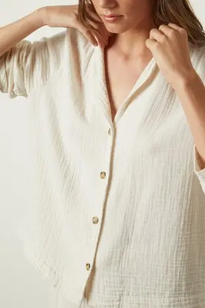 Velvet By Graham & Spencer Pajama Shirt - Neutral