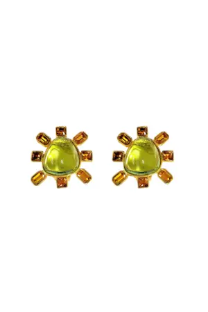 KENNETH JAY LANE Topaz And Peridot Clip-on Earrings - Red
