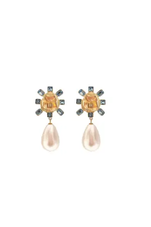 KENNETH JAY LANE Pearl Drop Clip-on Earring - Aqua