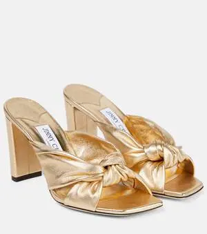 JIMMY CHOO Avenue 85 Metallic Leather Sandals - Gold