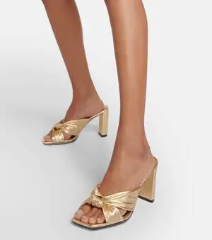 JIMMY CHOO Avenue 85 Metallic Leather Sandals - Gold