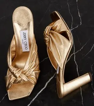 JIMMY CHOO Avenue 85 Metallic Leather Sandals - Gold