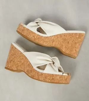 JIMMY CHOO Avenue Leather Wedge Sandals