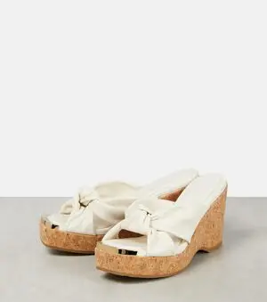 JIMMY CHOO Avenue Leather Wedge Sandals