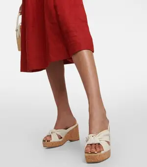 JIMMY CHOO Avenue Leather Wedge Sandals