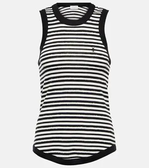 Saint Laurent Cassandre Striped Jersey Top