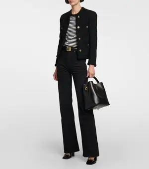 Saint Laurent Cassandre Striped Jersey Top